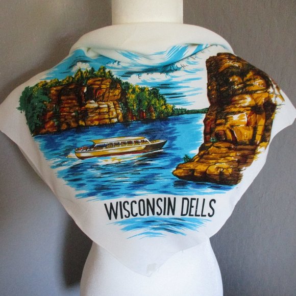 Vintage | Accessories | 22 197s Souvenir Scarf Of The Wisconsin Dells ...